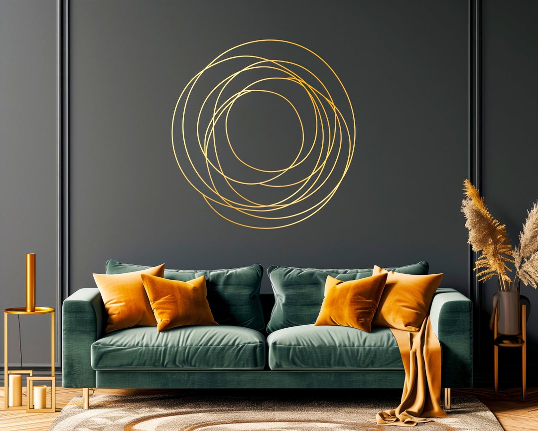 Elegant Circle Wall Sticker | Modern Lines Abstract Wall Art Decal ...