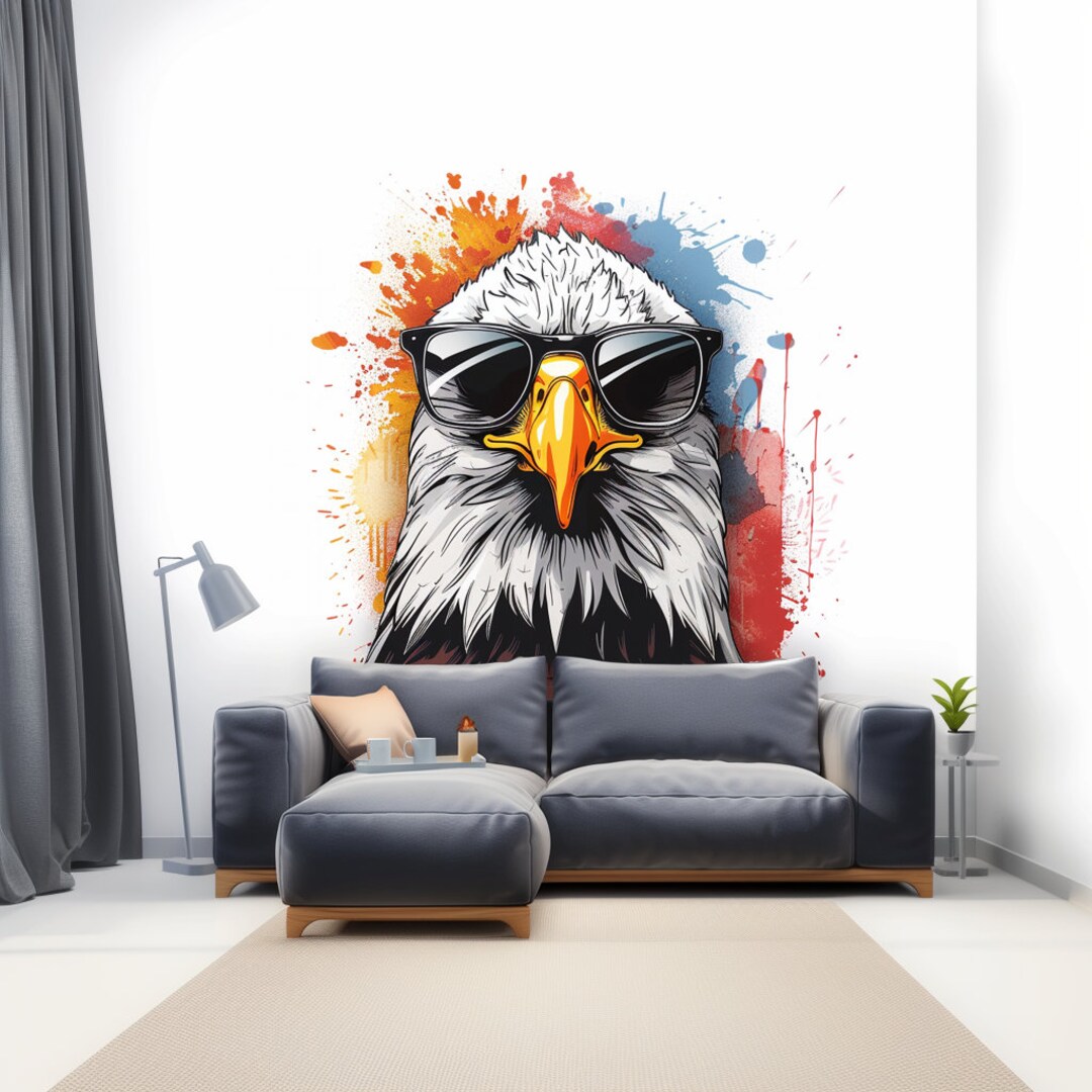 Serious Bald Eagle With Sunglasses Wall Sticker Decals - Cool Bird in ...