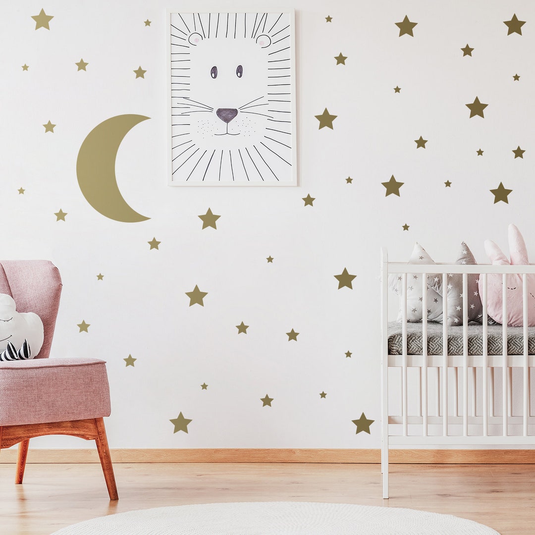 115x Star Wall Stickers - Baby Shower Moon Set Decorative Vinyl Decal ...