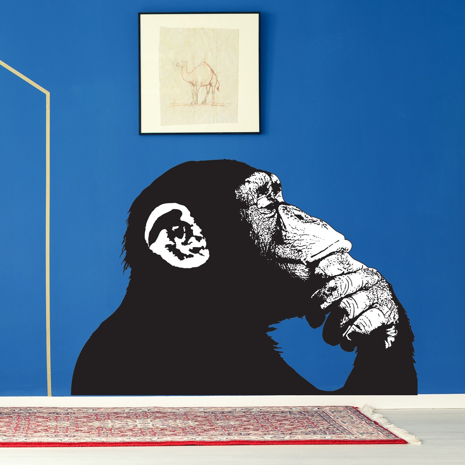Thinking Monkey Wall Sticker - Banksy Street Art Print Waterproof Vinyl ...