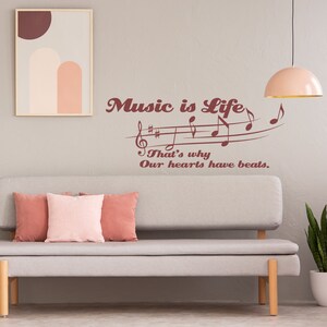Music is My Life Quote Wall Sticker - Art Decor Gift Note Notes Quotes ...