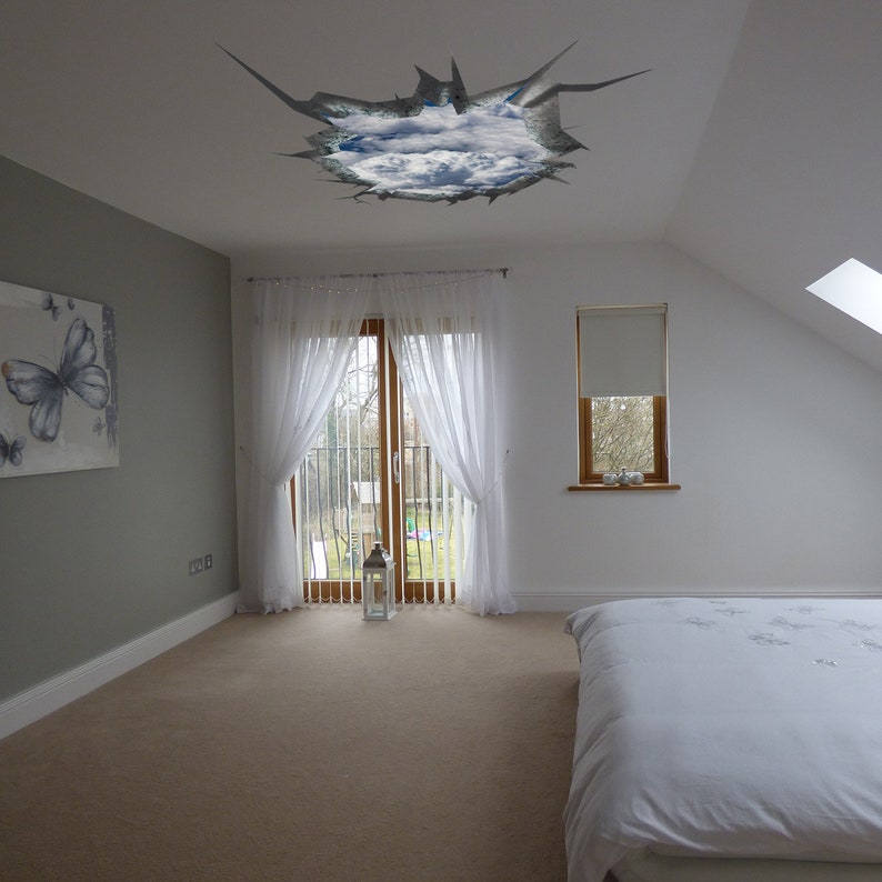 3d Ceiling Sticker Blue Sky Porthole Decoration Wall Decal - Etsy