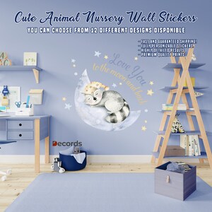 Cute Sleeping Animal Nursery Wall Sticker - Sweet Dreams Cloud Kid Baby ...
