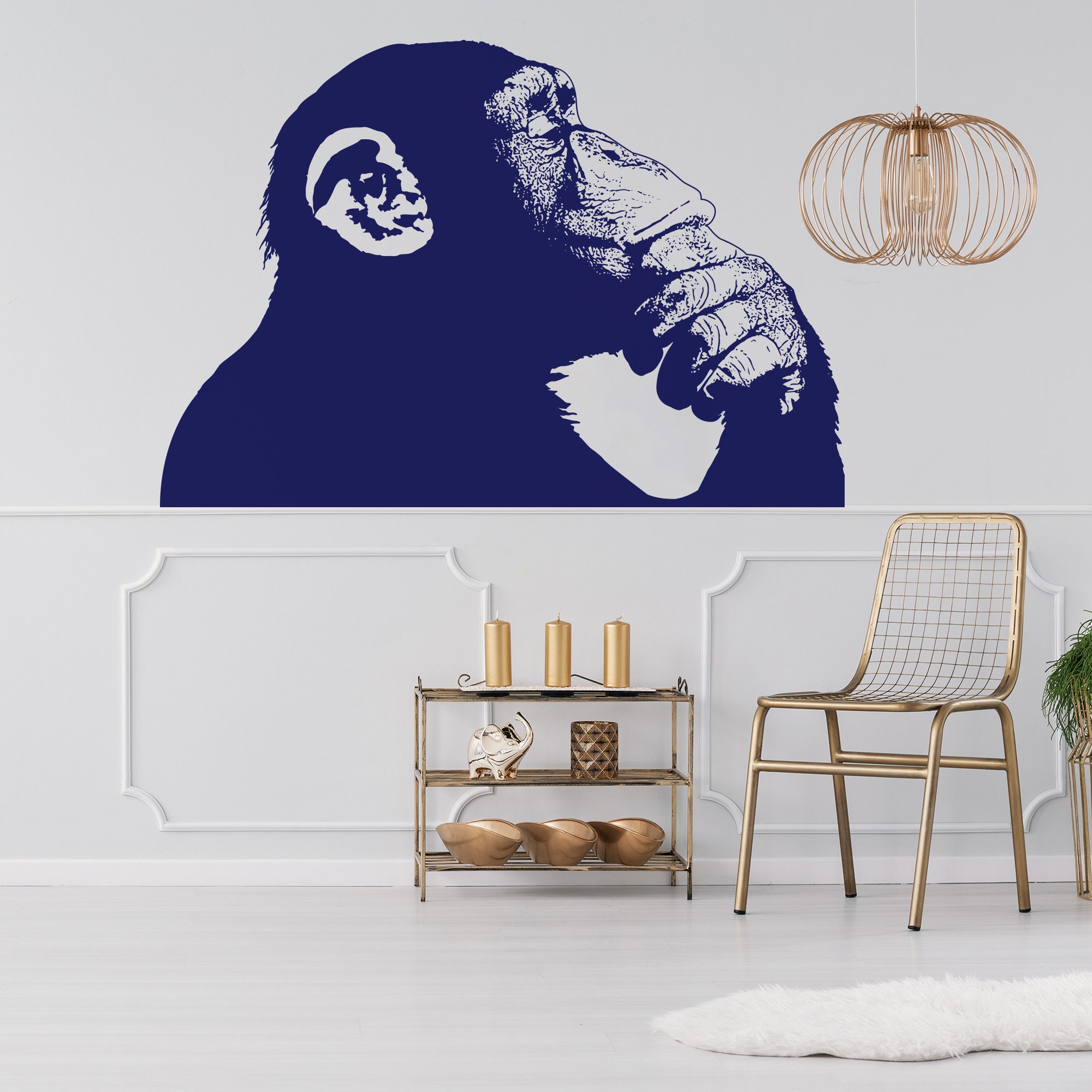 Thinking Monkey Wall Sticker Banksy Street Art Print - Etsy