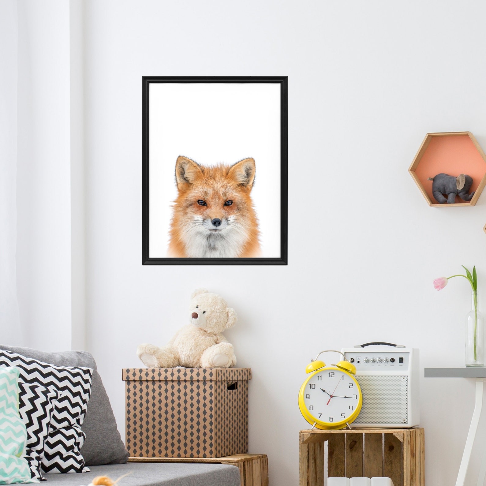 Baby Fox Poster Wall Decor - Little Cute Forest Animal Nursery Girl ...