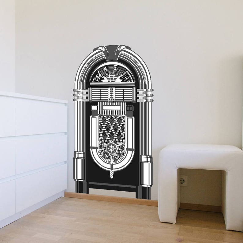 Jukebox Art Wall Print Sticker Decor Old Music Box Song - Etsy