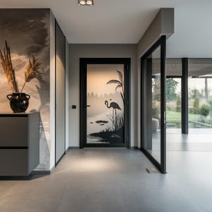Flamingo Frosted Glass Door Sticker | Nature Privacy Window Film ...
