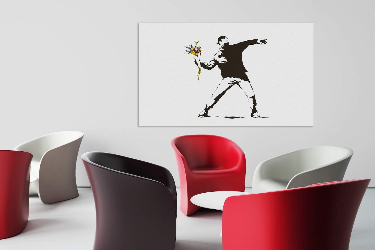 Banksy Throwing Flower Art Canvas Thrower Man Painting | Etsy