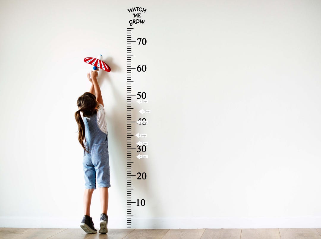 Inches Growth Chart Ruler Vinyl Wall Decal - DIY Child Height Measure ...
