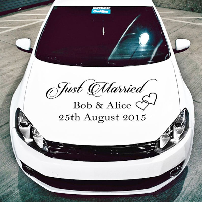 Just Married Car Vinyl Wedding Sticker Custom Name Day - Etsy