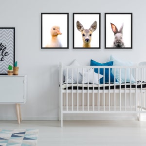 3x Baby Animals Posters Set Nursery Kids Room Decor Cute Animal Wall ...