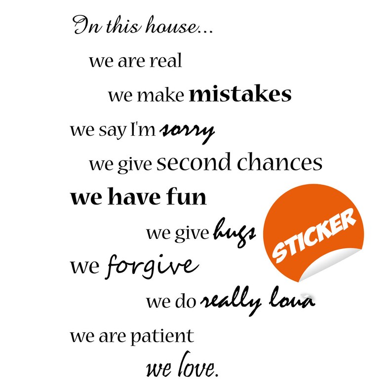 House Wall Quote Sticker in This House Decal Art Family - Etsy
