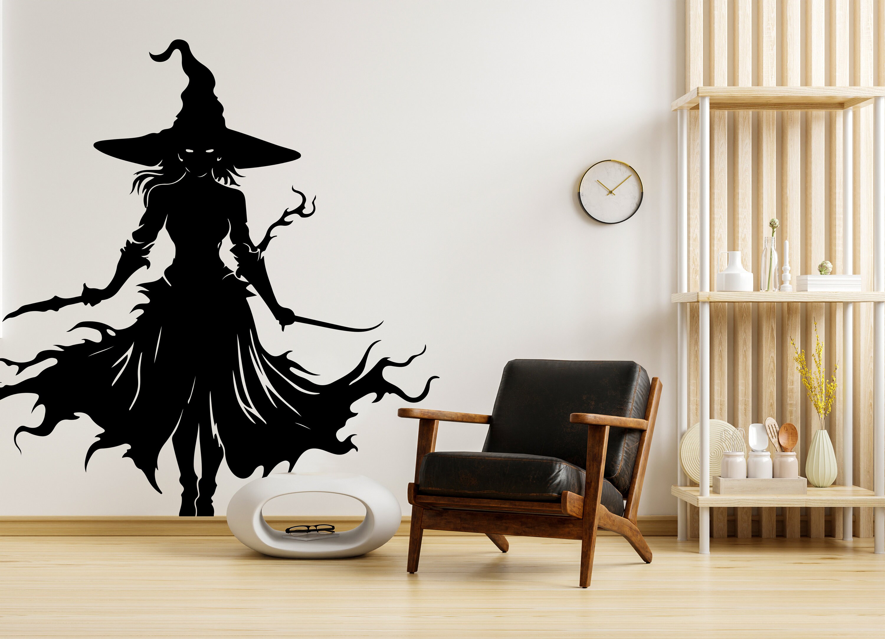 Knife-wielding Warrior Witch Decal - Halloween Window Display ...