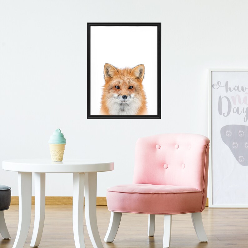 Baby Fox Poster Wall Decor - Little Cute Forest Animal Nursery Girl ...