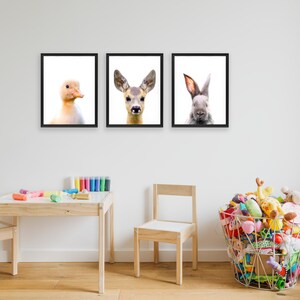 3x Baby Animals Posters Set - Nursery Kids Room Decor Cute Animal Wall ...