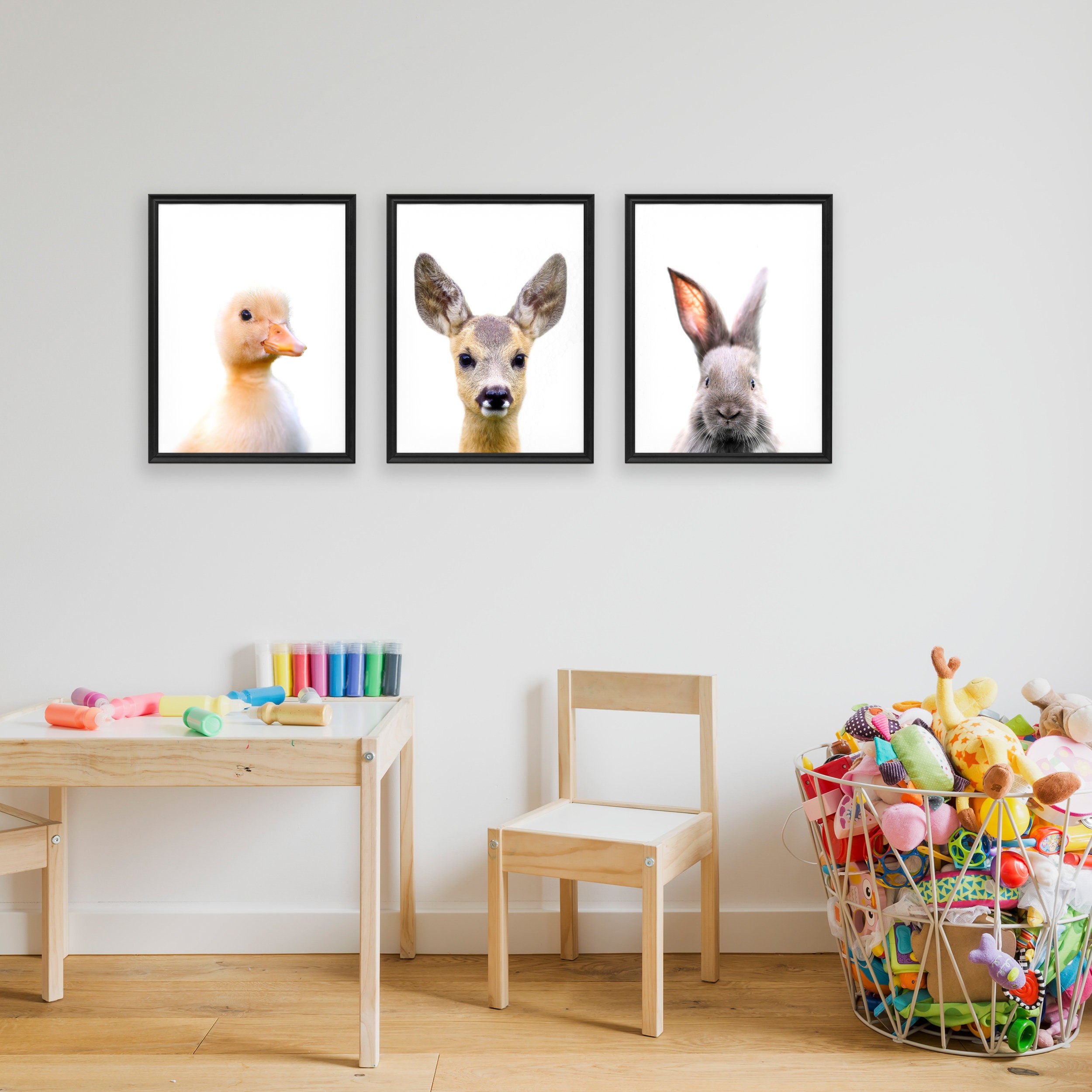 3x Baby Animals Posters Set Nursery Kids Room Decor Cute | Etsy