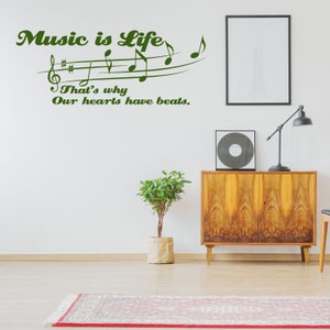 Music is My Life Quote Wall Sticker - Art Decor Gift Note Notes Quotes ...
