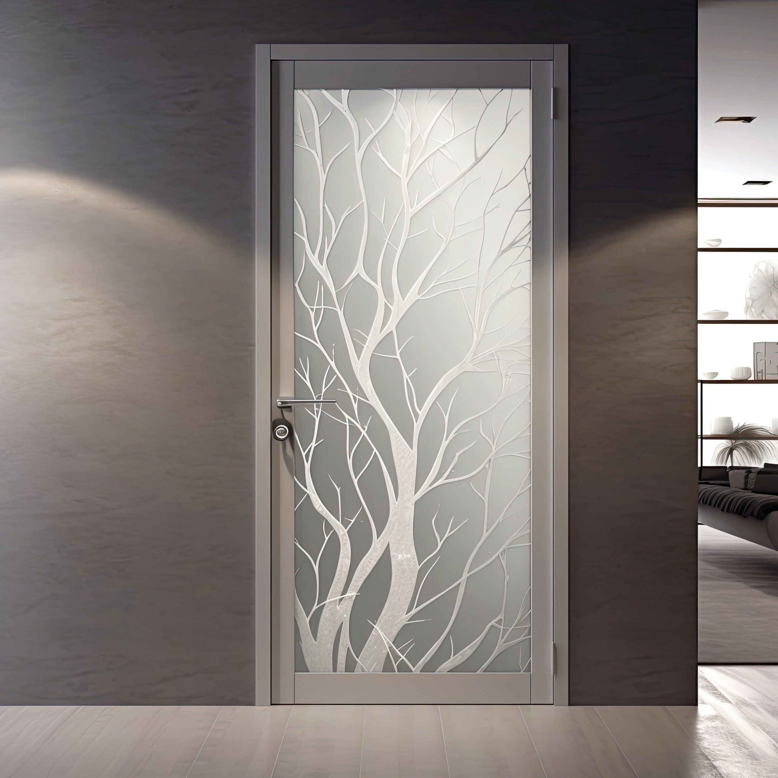 Frosted White Tree Silhouette Decal for Glass Door Elegant Etched Branch Sticker Design for Window Privacy Frosting Film Decal Etsy Australia
