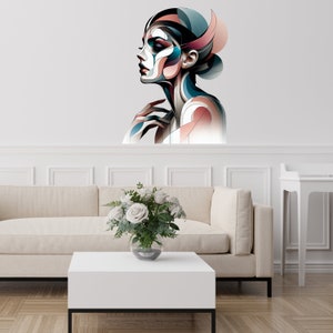 Abstract Woman Art Deco Wall Decal - Modern Geometric Female Profile ...