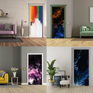 3d Door Cover Sticker - Abstract Wallpaper Front Door Mural Wall Decal ...