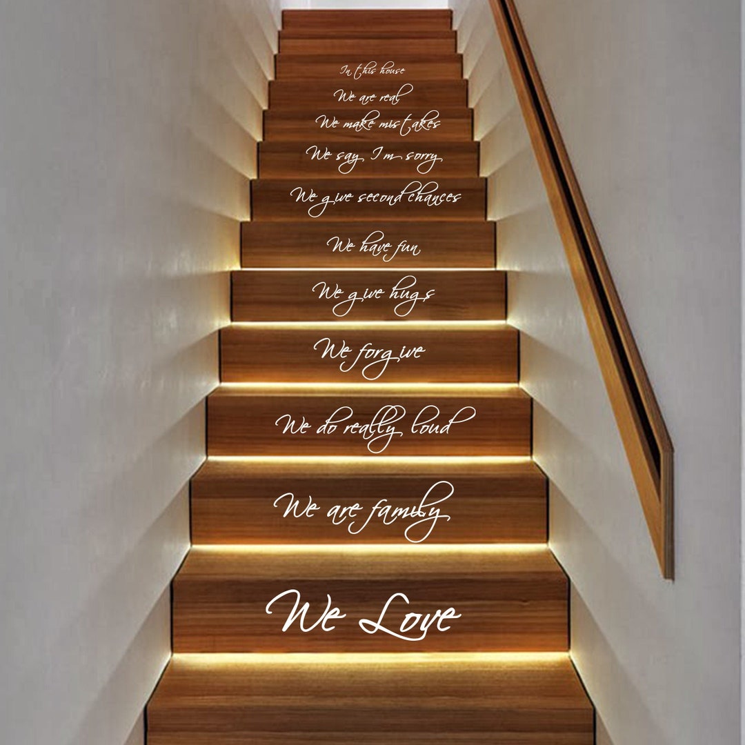 In This House Quote Stair Decals - Stairs Decal Quotes Vinyl Stickers ...