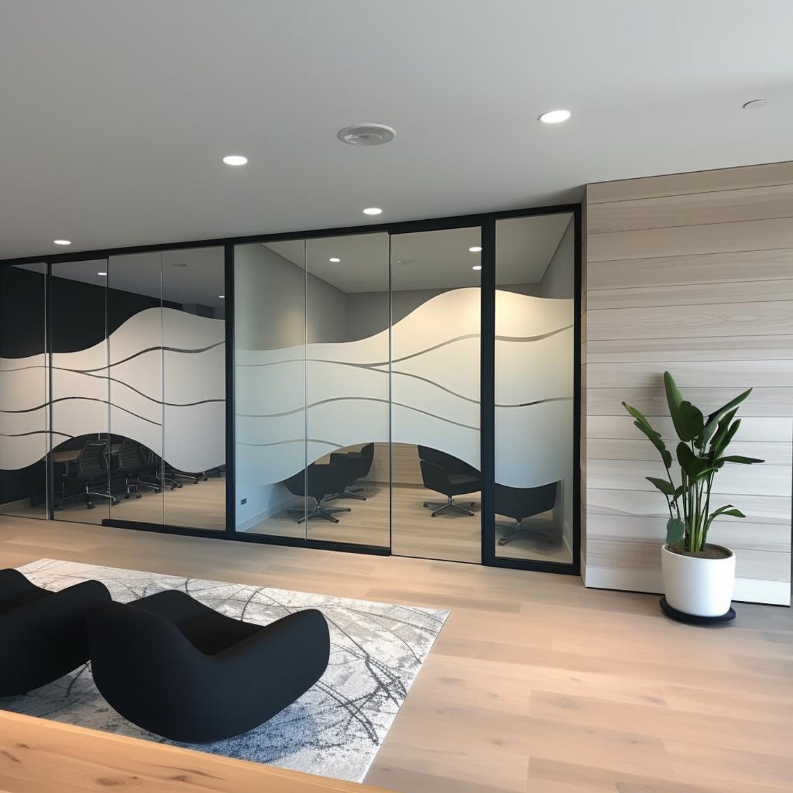 Frosted Glass Privacy Sticker | Wave Design Window Film for Office Home ...