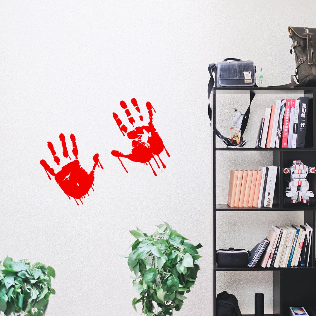 Bloody Hands Scary Red Vinyl Sticker - Zombie Blood Car Wall Laptop ...