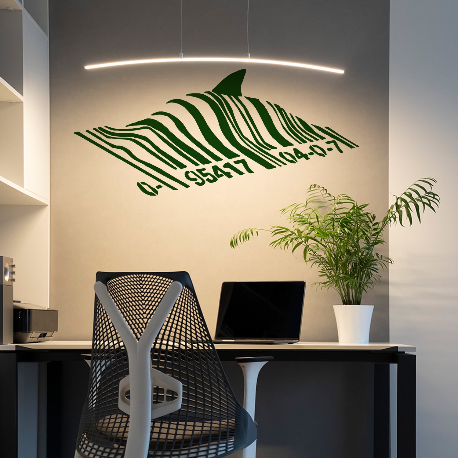 Banksy Barcode Shark Wall Sticker - Swimming Fish Under Bar Code Vinyl ...