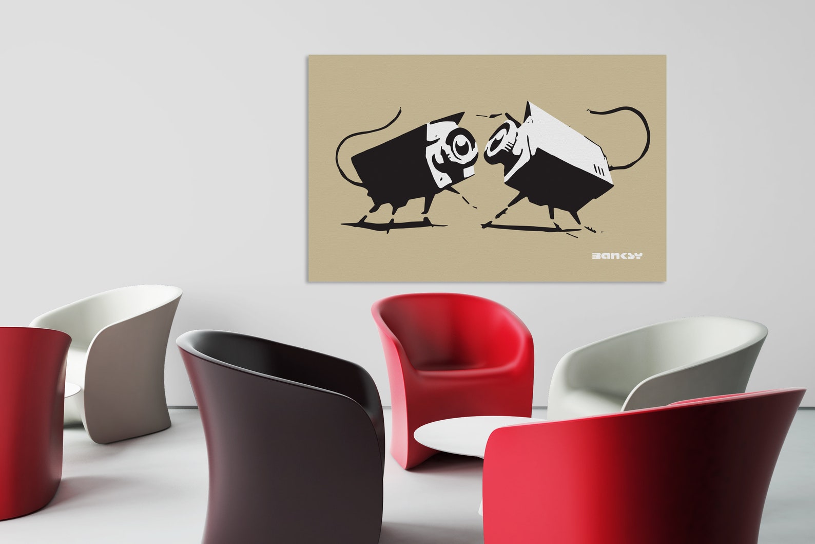 Banksy Cctv Wall Canvas Art - Abstract Spy Camera Framed Modern ...