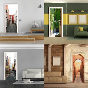 3d Door Cover Sticker - Street Wallpaper Front Door Mural Wall Decal ...