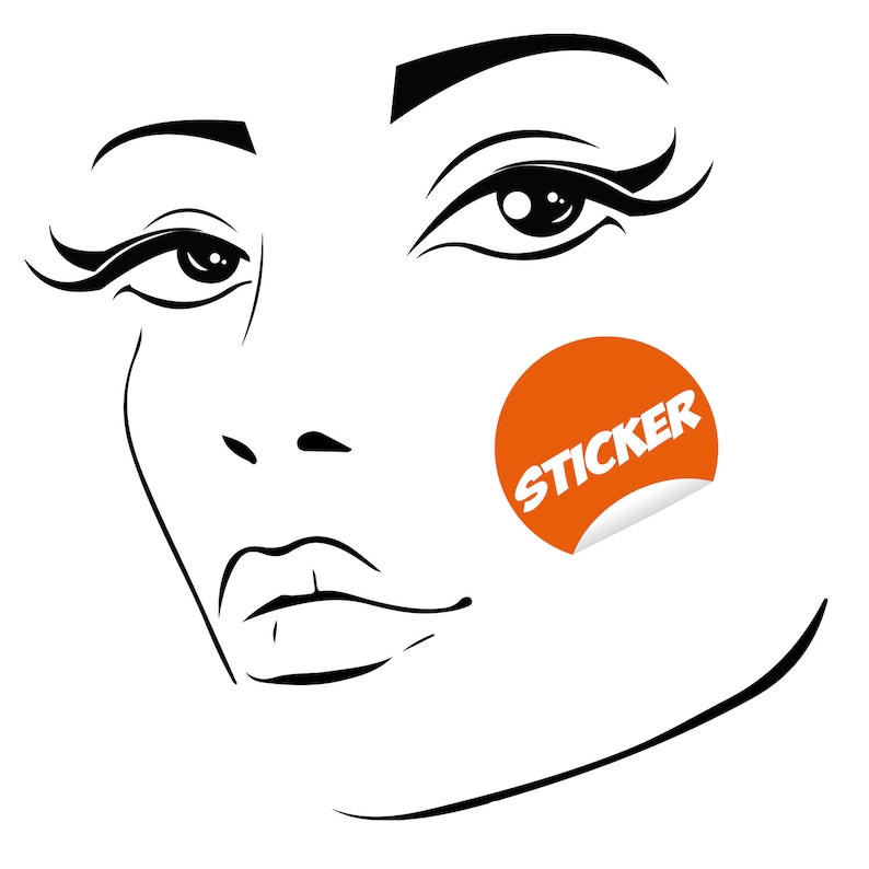 Woman Face Black Wall Vinyl Sticker Salon Girl Happy Women - Etsy UK