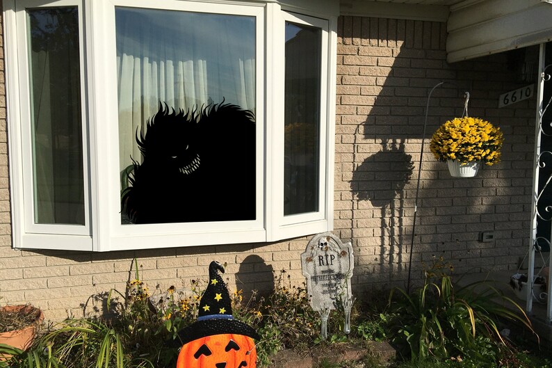 Halloween Monster Window Decal - Creepy Silhouette Stickers for Doors ...