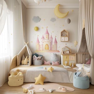 Princess Castle Wall Sticker | Pink Castle Nursery Décor | Fairytale ...