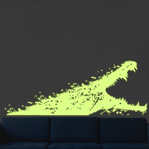 Glow in Dark Aligator Wall Sticker - Night Glowing Gator Vinyl Decal ...