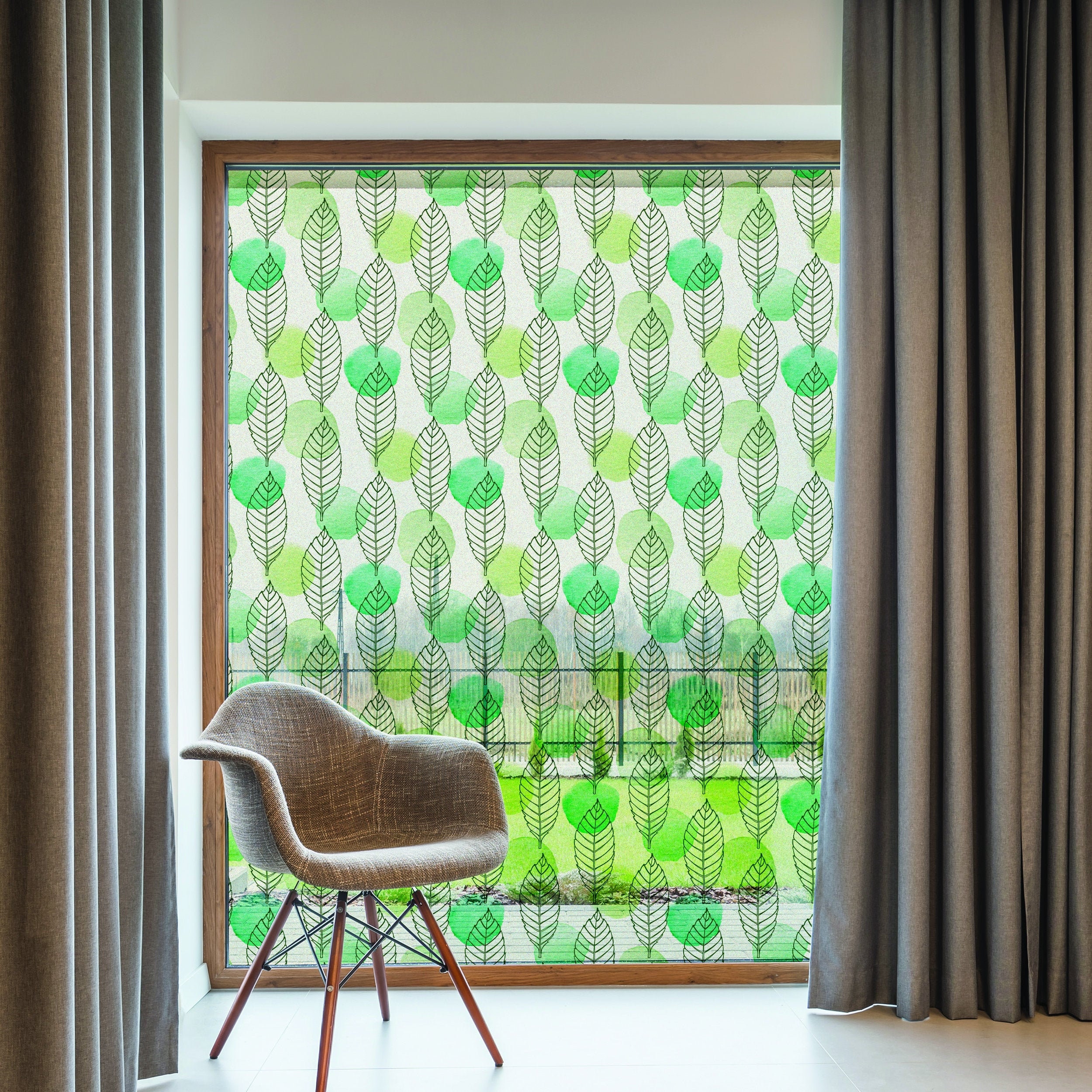 Leaf Window Privacy Glass Film - Frosted Etched Decorative Sticker for ...