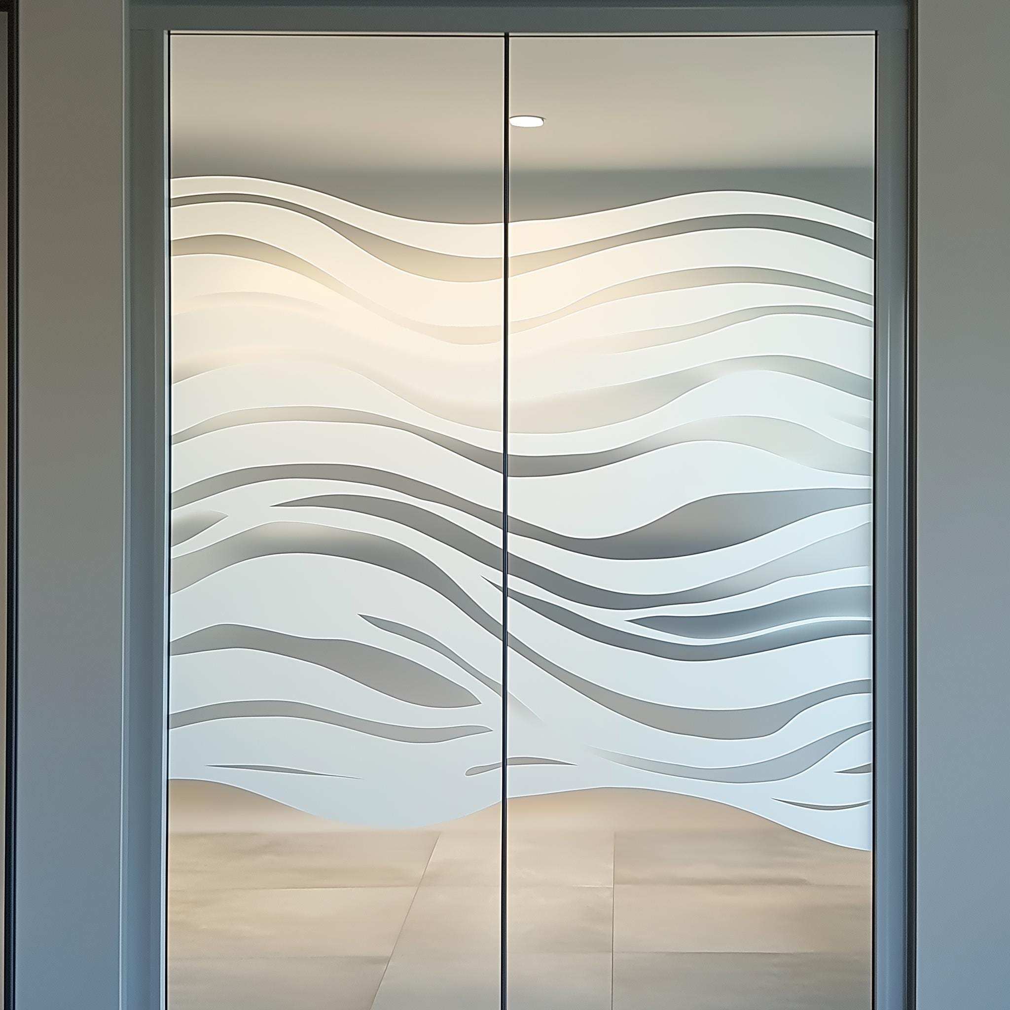 Frosted Glass Decal With Wave Design | Privacy Window Film | Etched ...