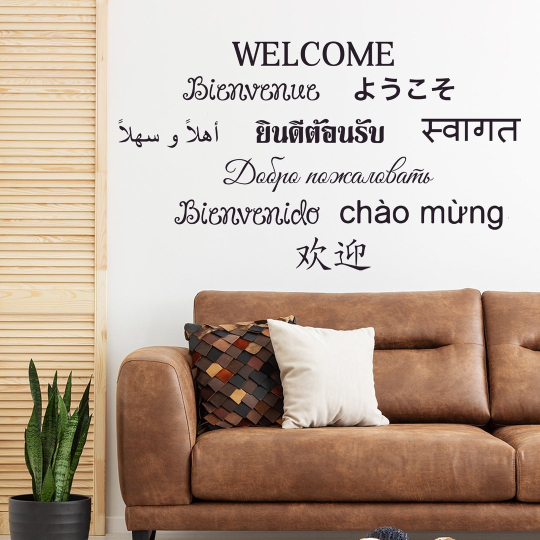 Welcome Vinyl Wall Stickers - Front Door Sign Sticker Decal - Hello ...