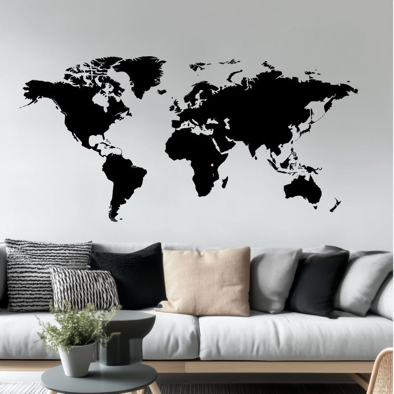 World Map Wall Decal - Etsy