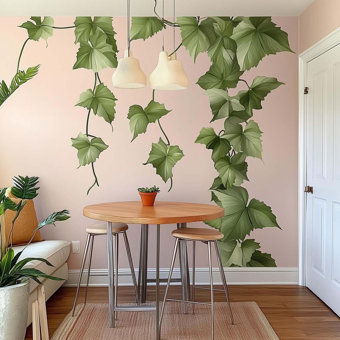 Hanging Vine Wall Decal Sticker | Green Leaf Wall Decor | Nature ...