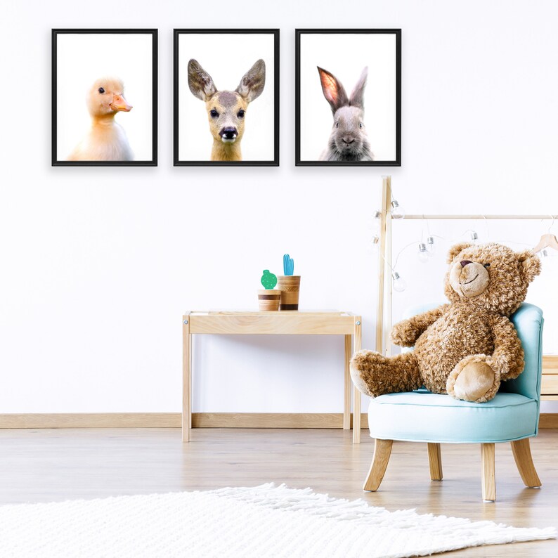 3x Baby Animals Posters Set Nursery Kids Room Decor Cute - Etsy