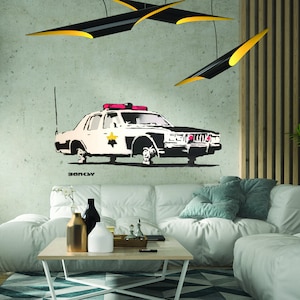 Police Car Wall Vinyl Sticker - Officer Art Mural Decal Label ...