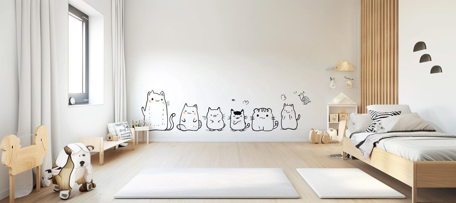 Cute Cat Wall Decal Set | Cartoon Animal Sticker Art for Kids Room ...