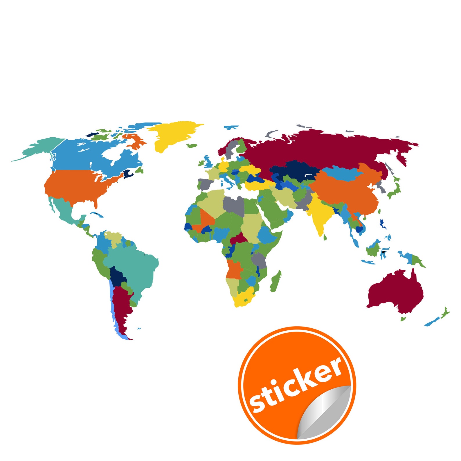 Large World Map Wall Decal Sticker for Bedroom Playroom Boys | Etsy