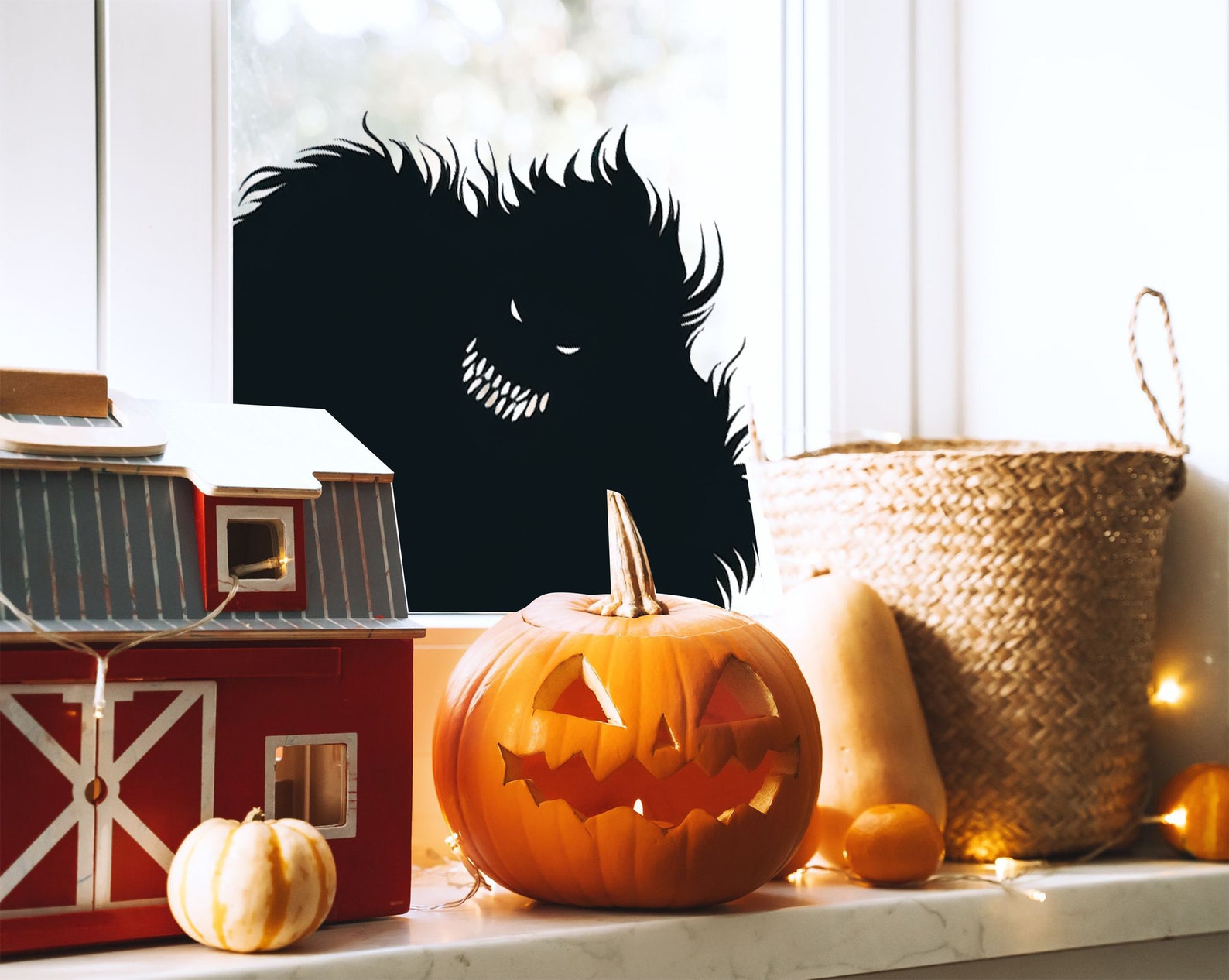 Halloween Monster Window Decal - Creepy Silhouette Stickers for Doors ...