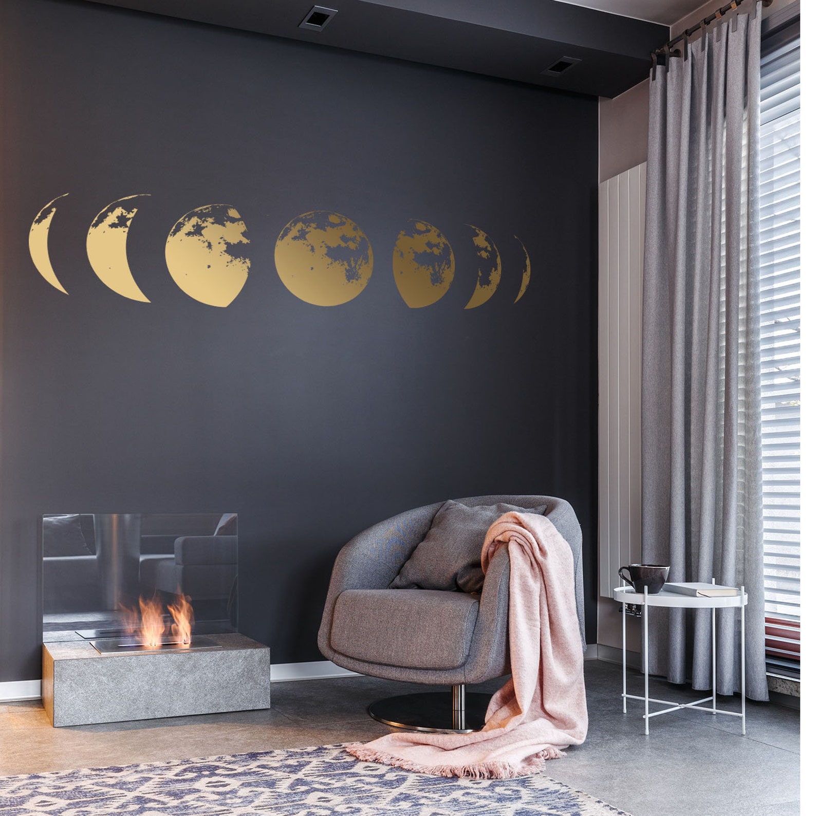 Moon Phases Wall Decor Decal Gold Home Art Living Room - Etsy
