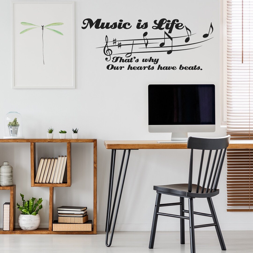 Music is My Life Quote Wall Sticker - Art Decor Gift Note Notes Quotes ...