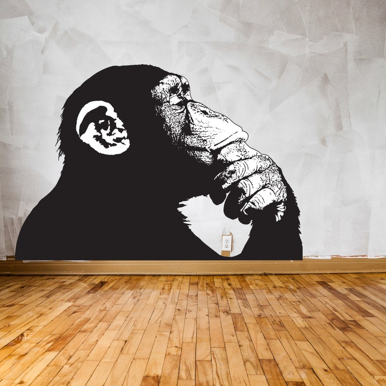 Thinking Monkey Wall Sticker Banksy Street Art Print - Etsy