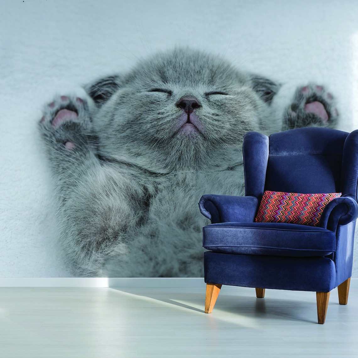 Cat Wallpaper Vinyl Decal Decor - Home Bedroom Peel and Stick Removable ...