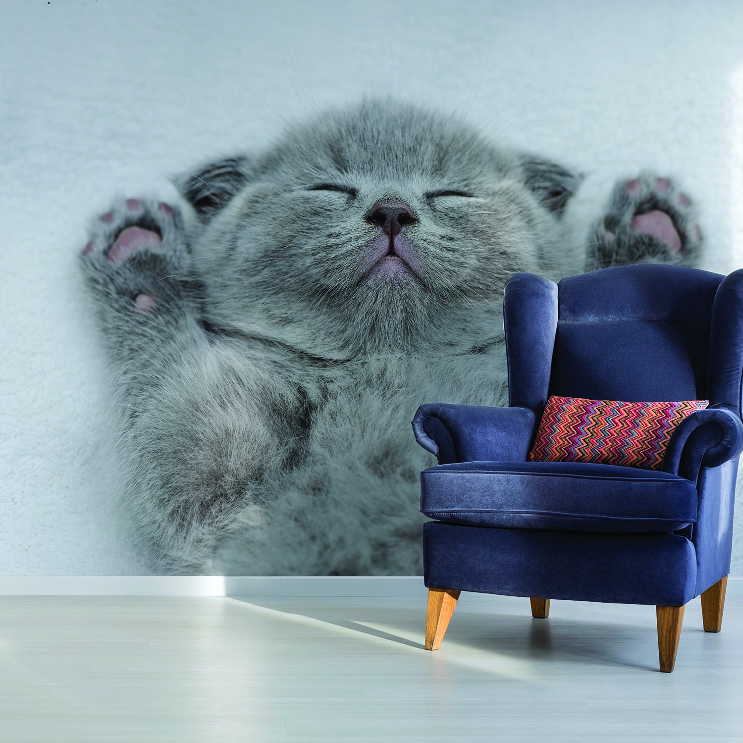Cat Wallpaper Vinyl Decal Decor - Home Bedroom Peel and Stick Removable ...