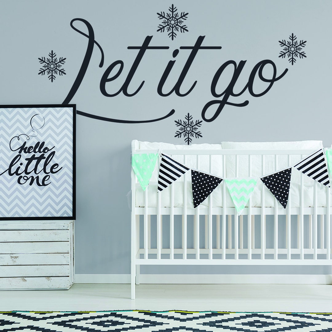 Let It Go Quote Wall Sticker - Positive Sayings Snowflakes God Family ...